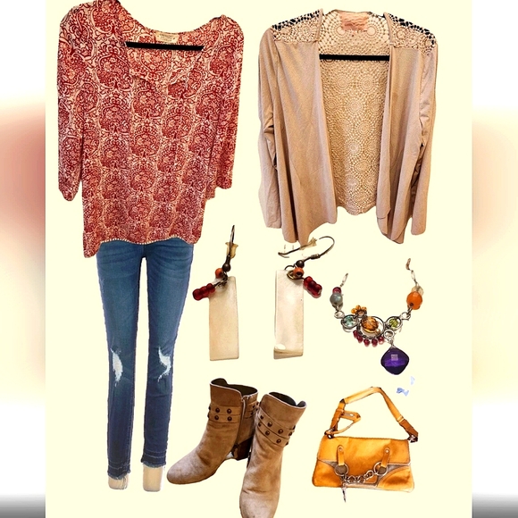 Crescent | Tops | Boho Redwhite Dress From Stitch Fix | Poshmark